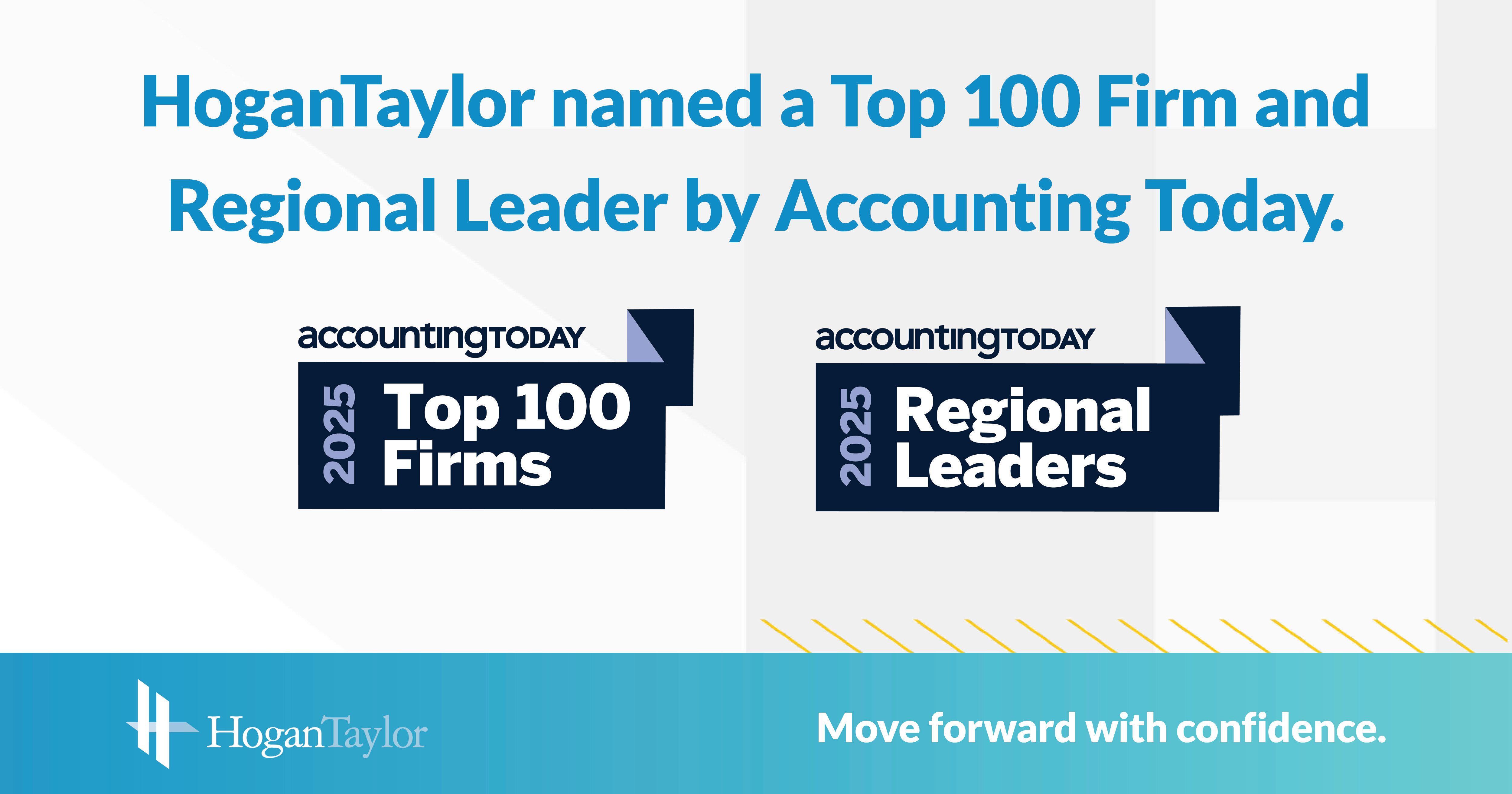 HoganTaylor Recognized as Top 100 Firm in 2025 by Accounting Today
