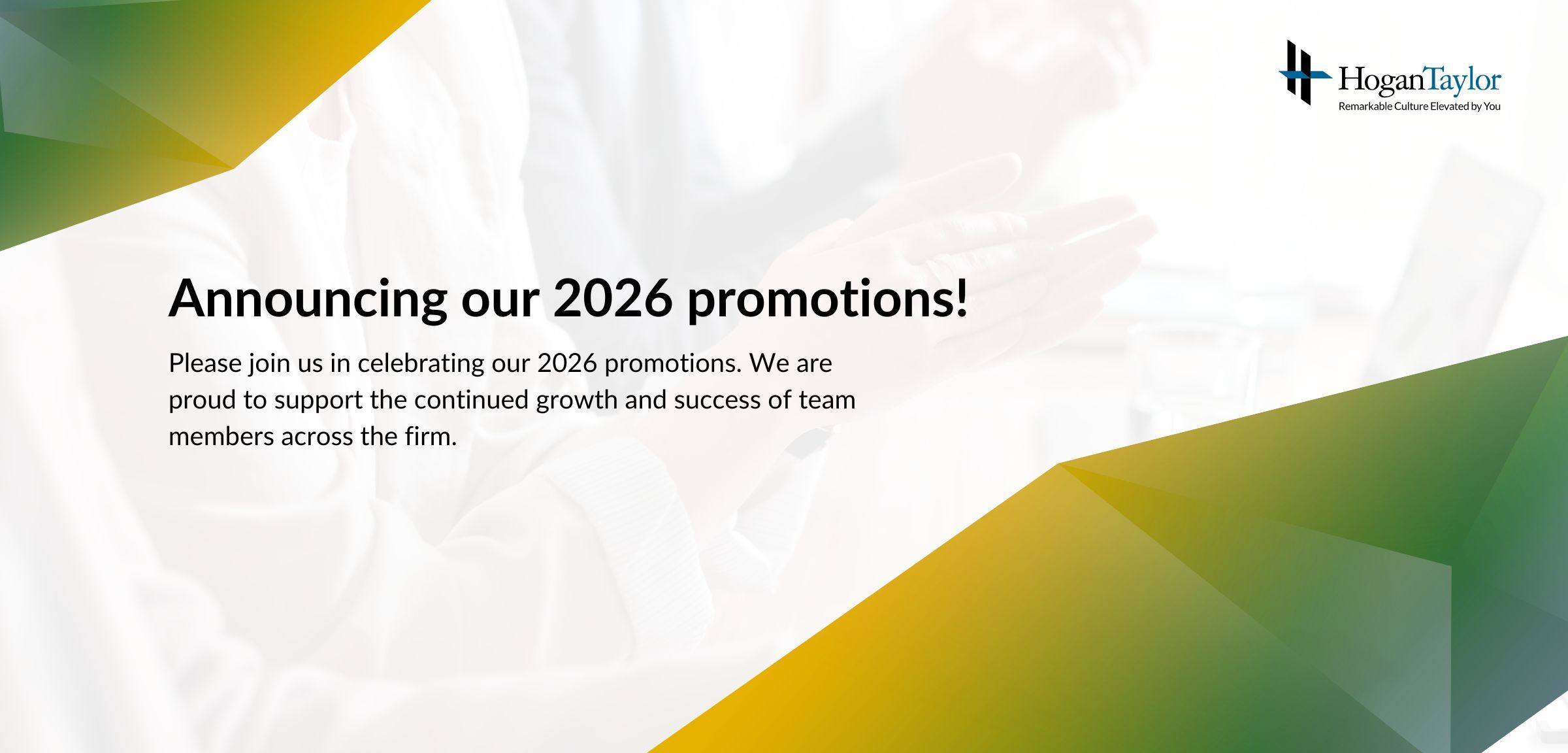 HoganTaylor Announces Firmwide Promotions for 2026
